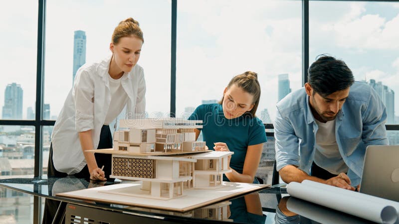 Architect Team Discussion about Design while Worker Present Idea ...