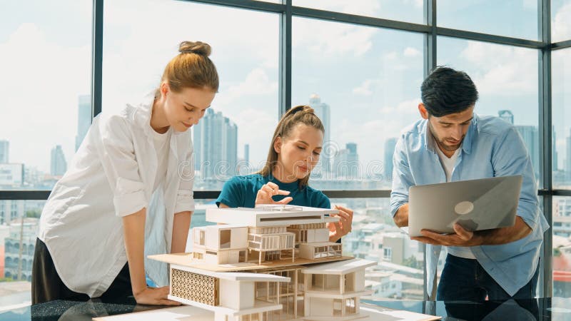 Architect Team Discussion about Design while Worker Present Idea ...