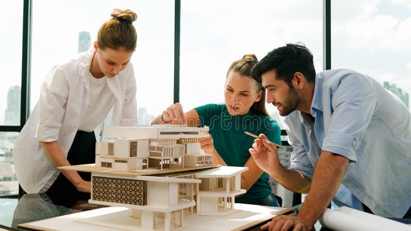 Architect Team Discussion about Design while Worker Present Idea ...