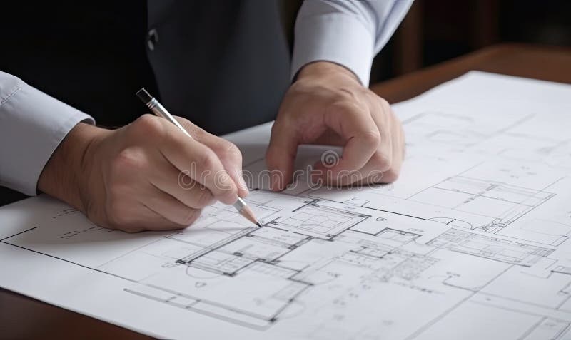 Architect Team Working on House Plan and Reviewing Design for ...