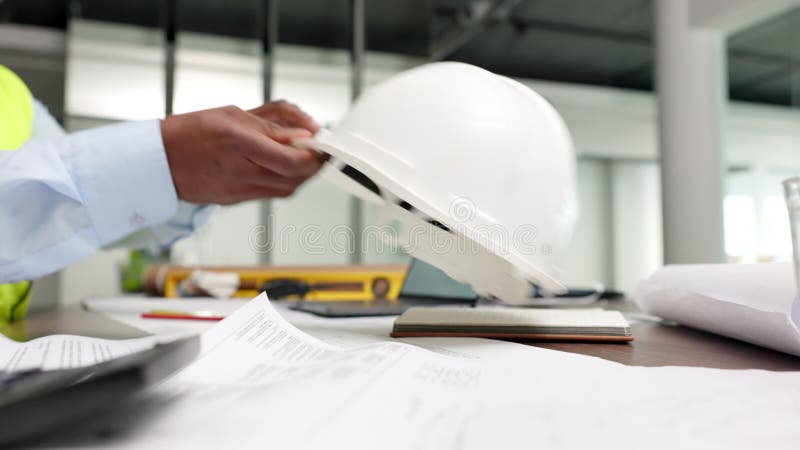 Architect, Technician and Civil Engineer Putting on His Hardhat for ...