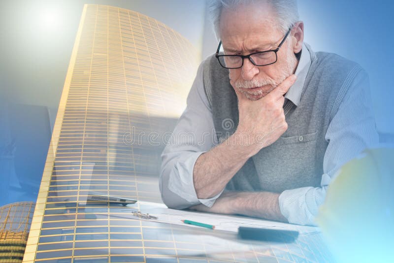 Architect Thinking about a Project; Multiple Exposure Stock Photo ...