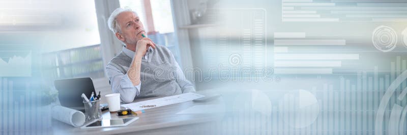 Architect Thinking about a Project; Panoramic Banner Stock Photo ...
