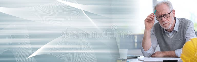 Architect Thinking about a Project Panoramic Banner Stock Image - Image ...