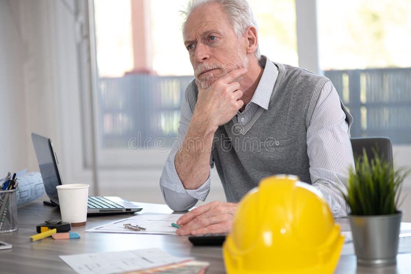 Architect Thinking about a Project Stock Image - Image of competence ...