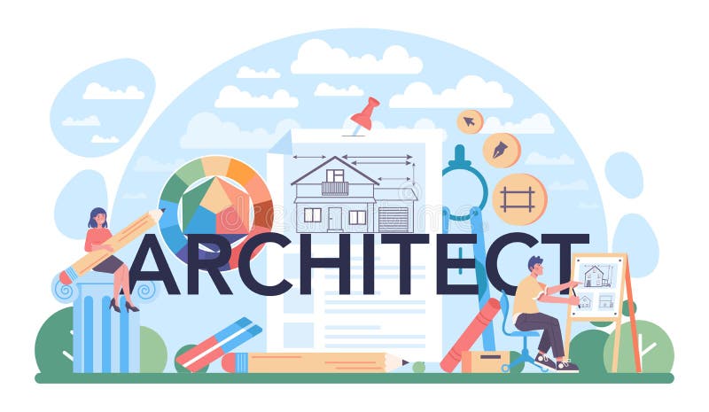 Architect Typographic Header. Idea of Building Project and Construction ...