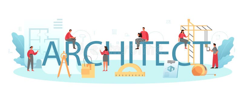 Architect Typographic Header. Idea of Building Project Stock Vector ...