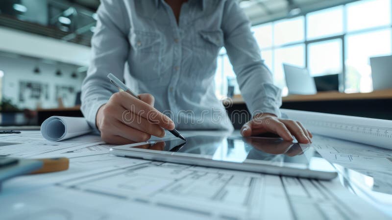 The Architect Using a Tablet.AI Generated Image Stock Photo - Image of ...
