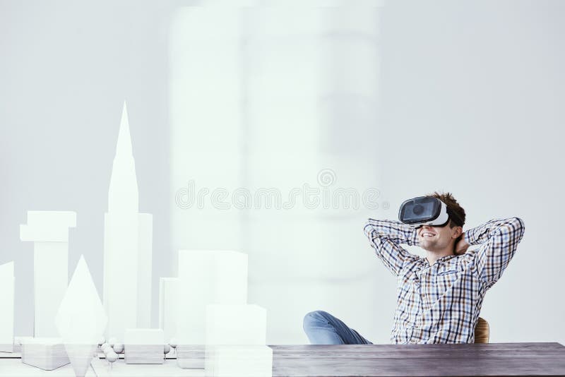 Architect using vr headset stock photo. Image of modern - 91322238