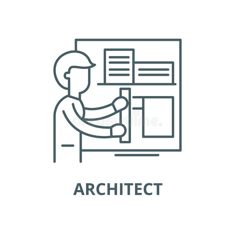 Architect Line Icon Concept. Architect Flat Vector Symbol, Sign ...