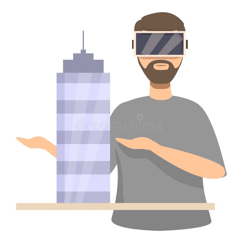 Architect in Virtual Reality Exploring 3d Building Model Stock Vector ...