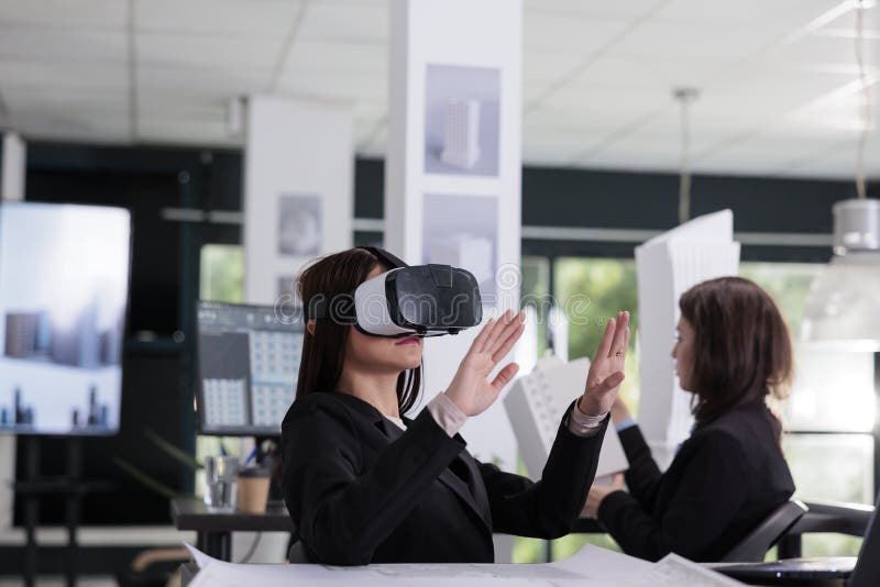 Architect in Vr Headset Working on Project in Metaverse Stock Photo ...