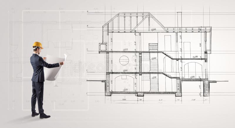 Architect Looking To a House Plan Stock Image - Image of architect ...