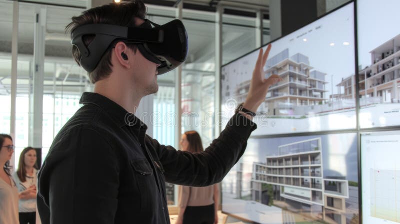 Architect Wearing Glasses by Using VR To Connect and Design Building ...