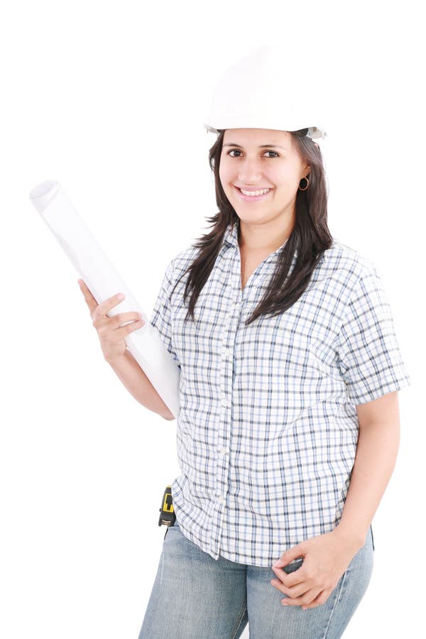 Architect Wearing Suit and Hardhat Holding Map Pointing Up Stock Image ...