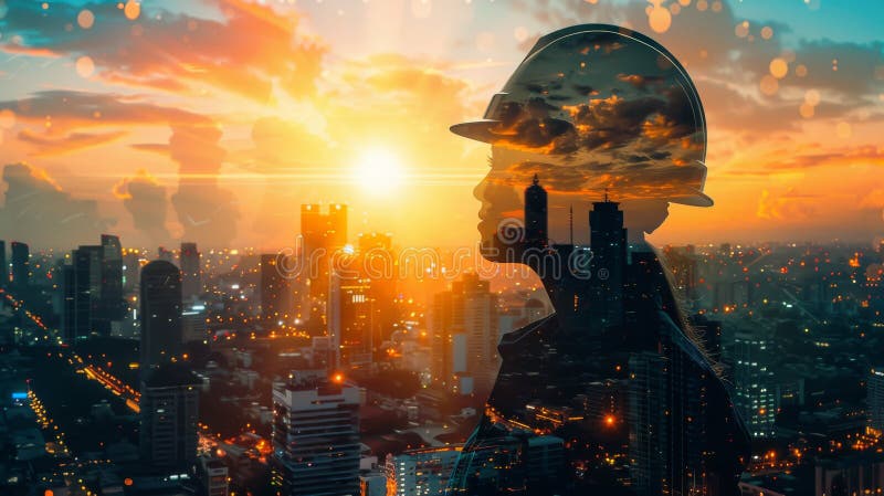 Architect Woman or Construction Worker Working with Modern Civil ...