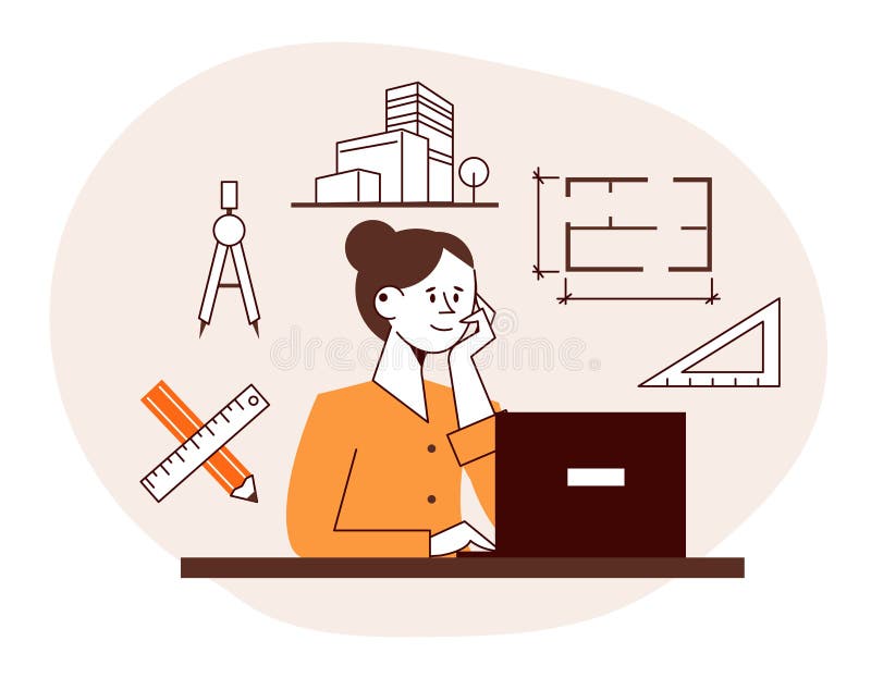 Architect at work. stock vector. Illustration of project - 246546170