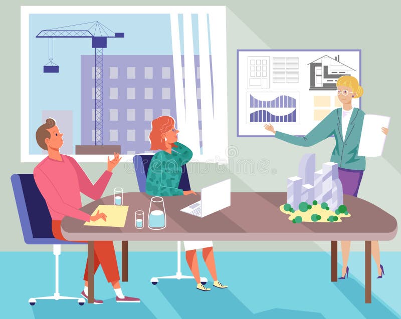 Architect Work with Project, Vector Illustration, Flat People Engineer ...