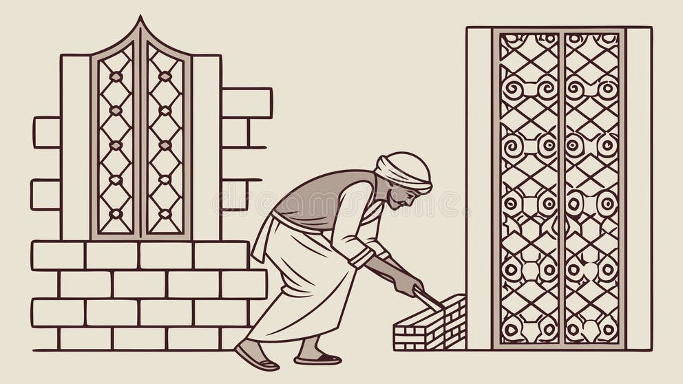 Architect at Work Vector, Building Ornate Facade, Construction Process, Vector Design Generative ...