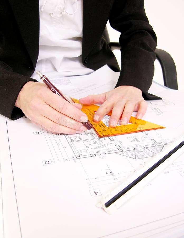 Architect working 5 stock image. Image of blueprints, blueprint - 81879