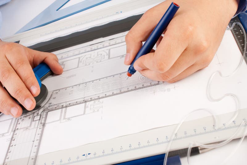 Architect Working On Architectural Plans Picture. Image: 14557106