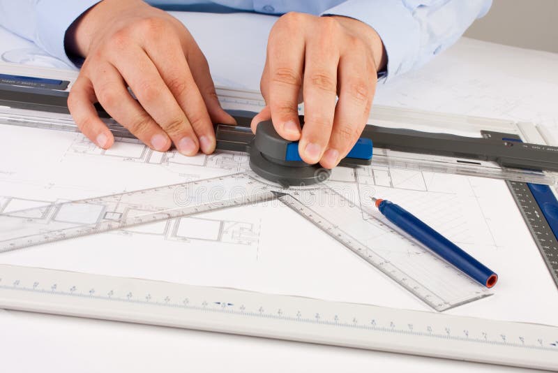 Architect Working On Architectural Plans Picture. Image: 14557114