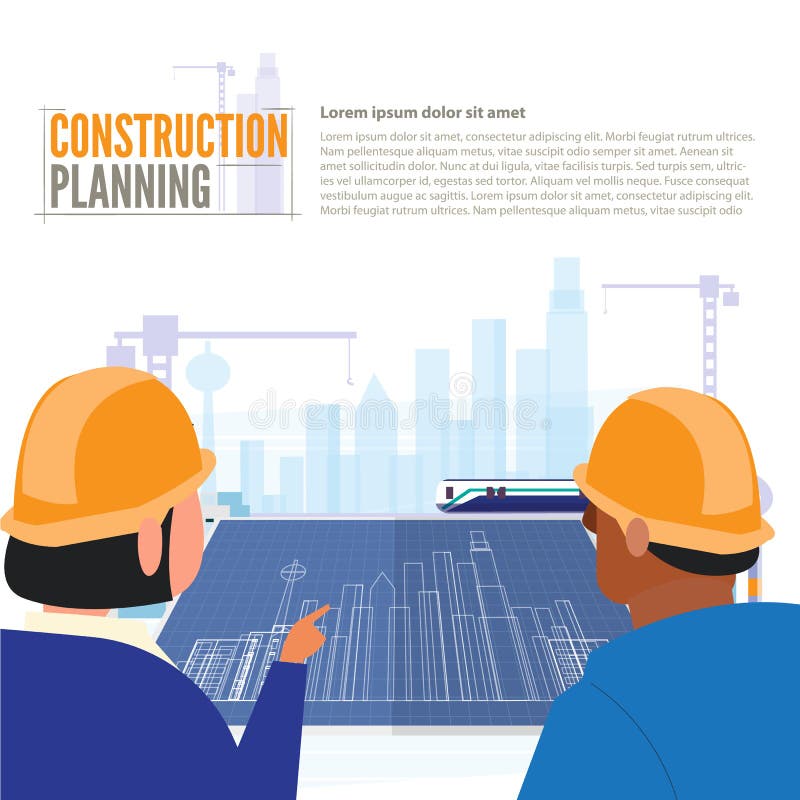 Architect Working on Blueprint - Vector Stock Vector - Illustration of ...