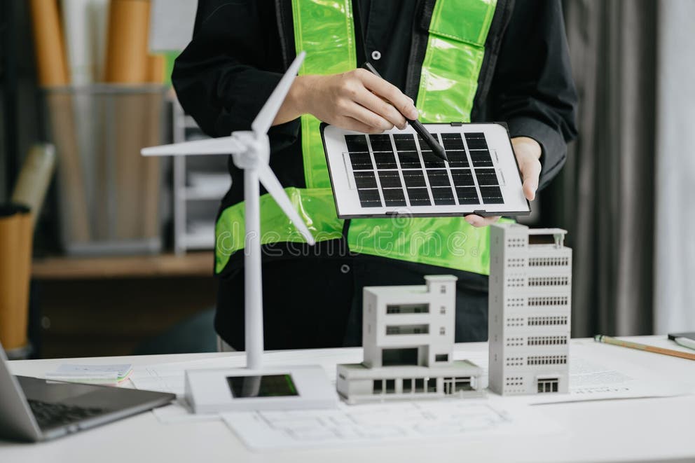 Architect Working with Blueprints for Sketching a Construction Project ...