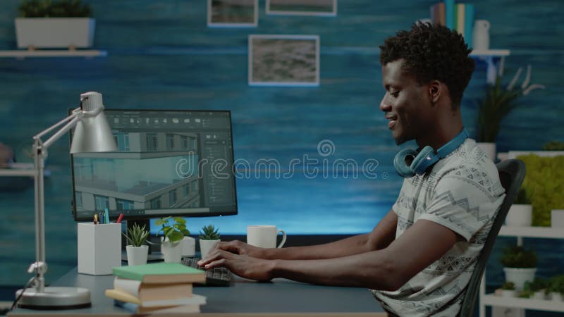 Architect Working with Building Model on Computer Stock Footage - Video ...