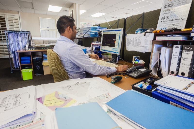 Architect Working Computer Designing Editorial Stock Image - Image of ...