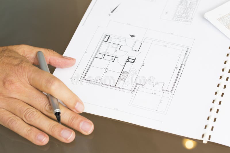 Architect Working on Construction Plan Stock Photo - Image of business ...