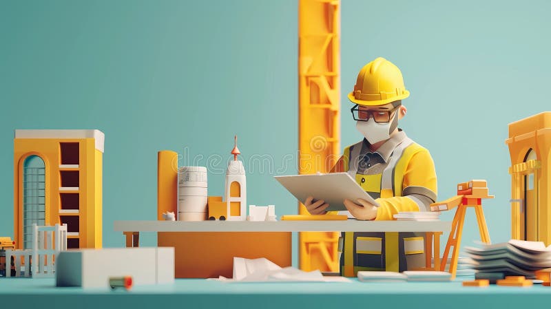 Architect Working on a Construction Site, Generative AI Illustrations ...