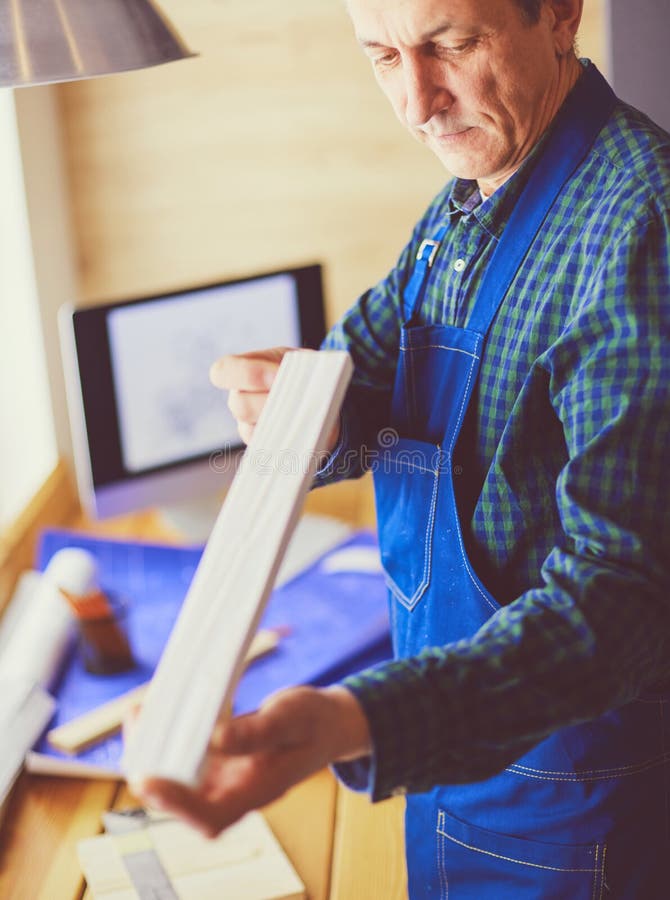 Architect Working on Drawing Table in Office Stock Image - Image of ...