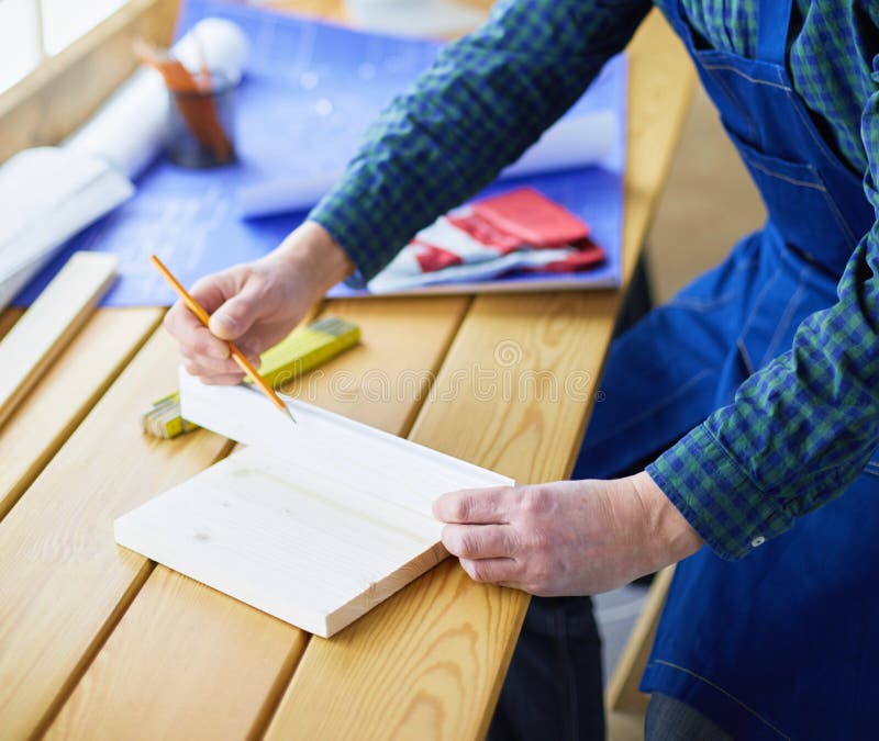 Architect Working on Drawing Table in Office Stock Photo - Image of ...