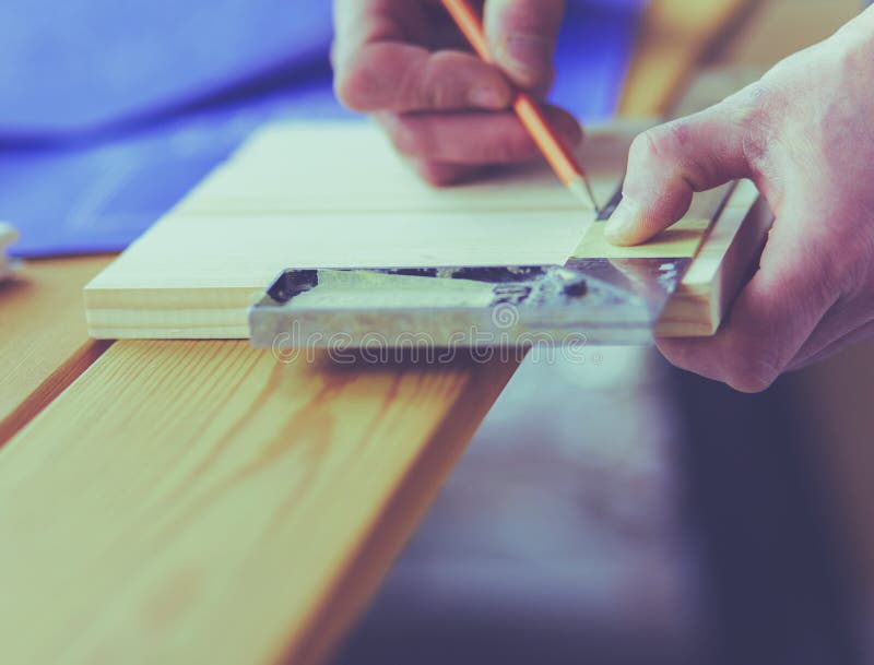 Architect Working on Drawing Table in Office Stock Image - Image of ...