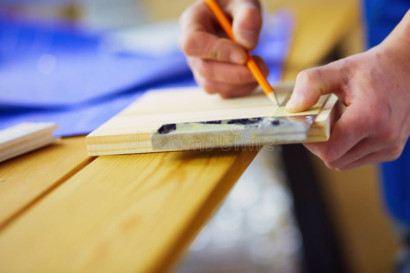 Architect Working on Drawing Table in Office Stock Image - Image of ...