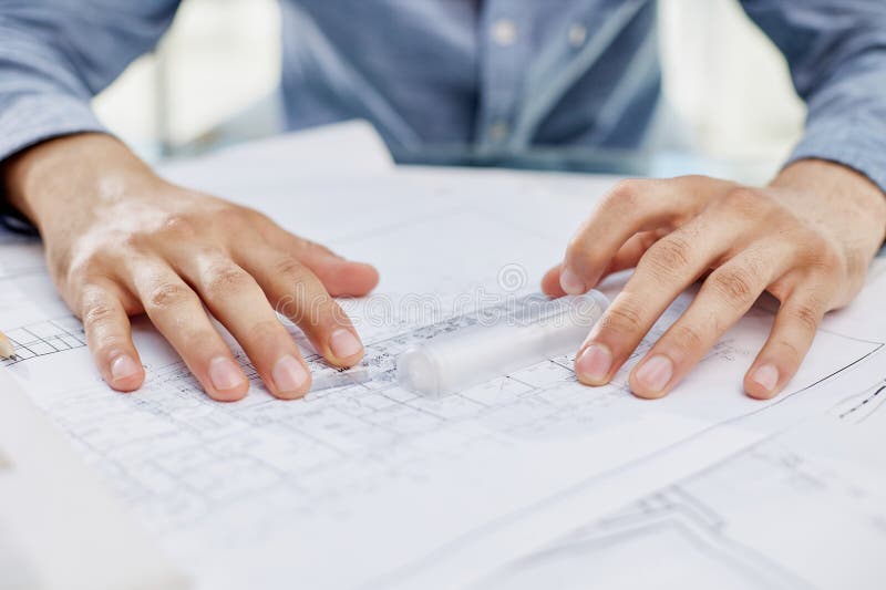 Young Handsome Architect Engineer Working on Design Plan Stock Image ...