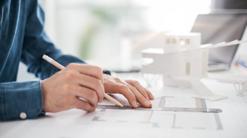 Architect Working in His Office Stock Photo - Image of office ...