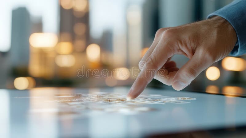 Architect Working on Interactive Touchscreen, Manipulating 3D Luxury ...
