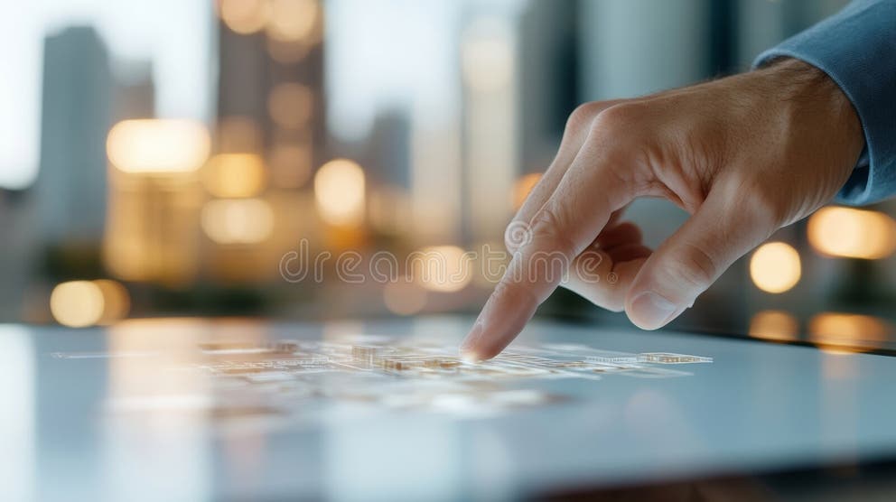 Architect Working on Interactive Touchscreen, Manipulating 3D Luxury ...