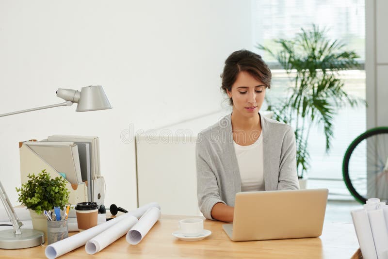 Architect Working in Office Stock Image - Image of concentrated ...