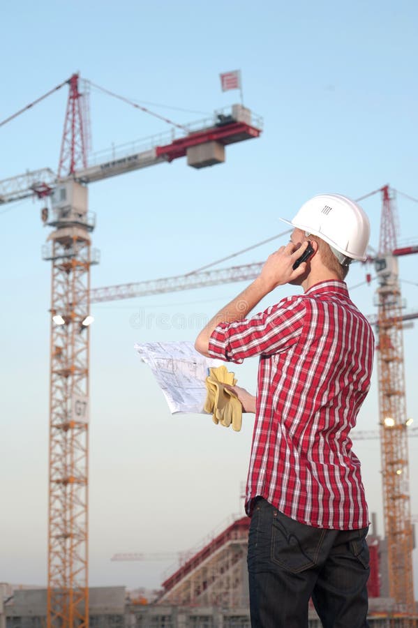 Architect Working Outdoors on a Construction Site Stock Image - Image ...