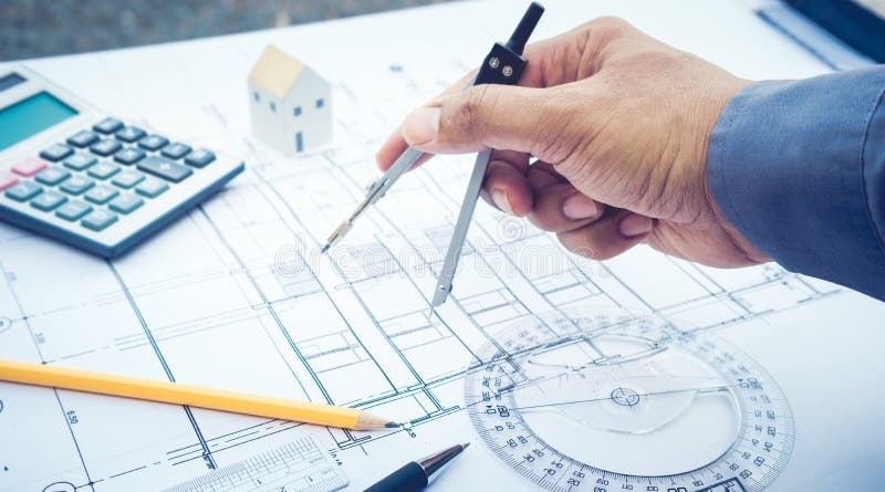 Architect Working with Plan Design.Concept of Architecture Stock Image ...