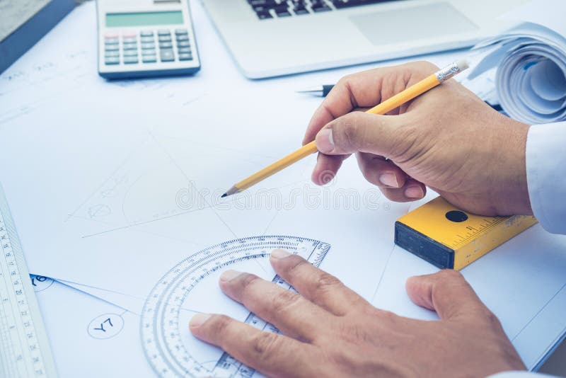 Architect Working with Plan Design.Concept of Architecture Stock Photo ...