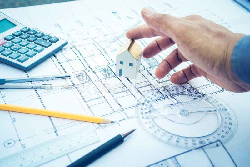 Architect Working with Plan Design.Concepts Idea of Architecture Stock ...