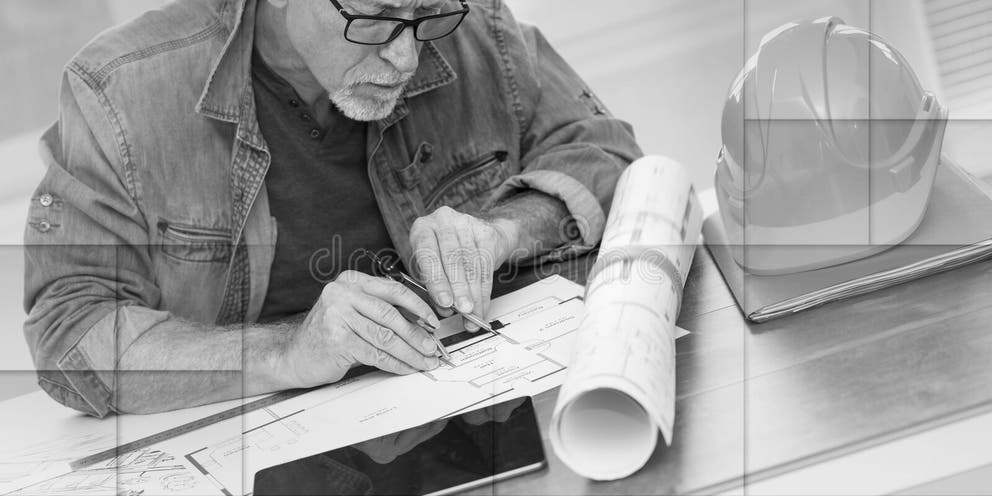 Architect Working on Plans, Geometric Pattern Stock Illustration ...