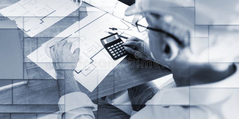 Architect Working on Plans, Geometric Pattern Stock Image - Image of ...