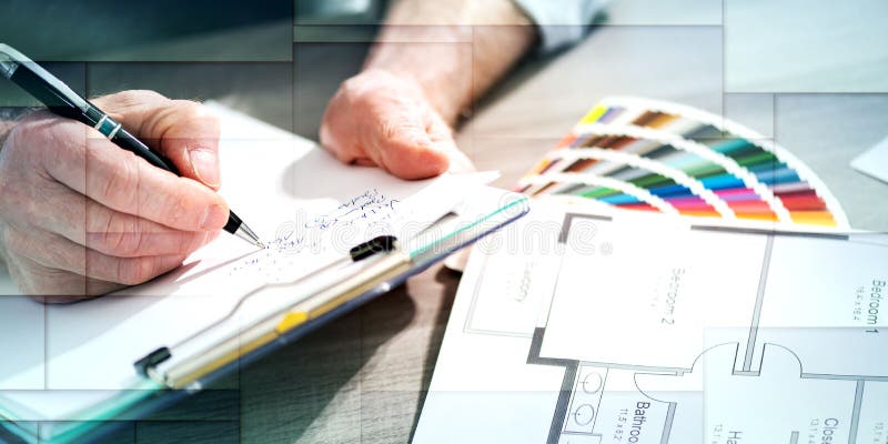 Architect Working on a Project, Geometric Pattern Stock Image - Image ...