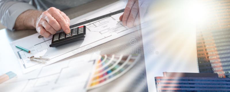 Architect Working on a Project; Multiple Exposure Stock Image - Image ...