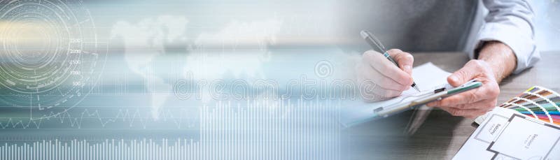 Architect Working on a Project Panoramic Banner Stock Photo - Image of ...